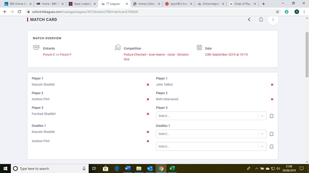 Result Entry Card - Selecting players, Entering Results, Submission and ...
