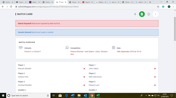 Result Entry Card - Selecting players, Entering Results, Submission and ...