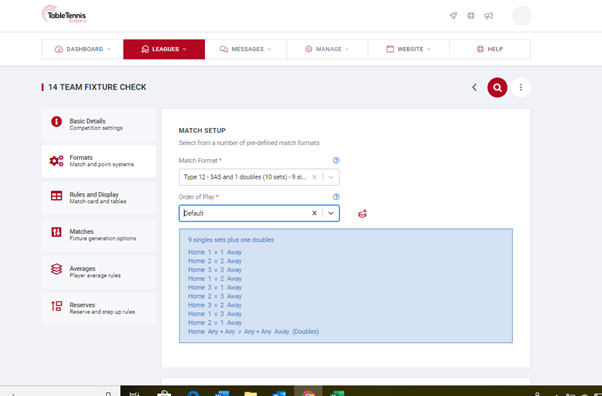 Order of Play Configuration – Table Tennis England Help Centre